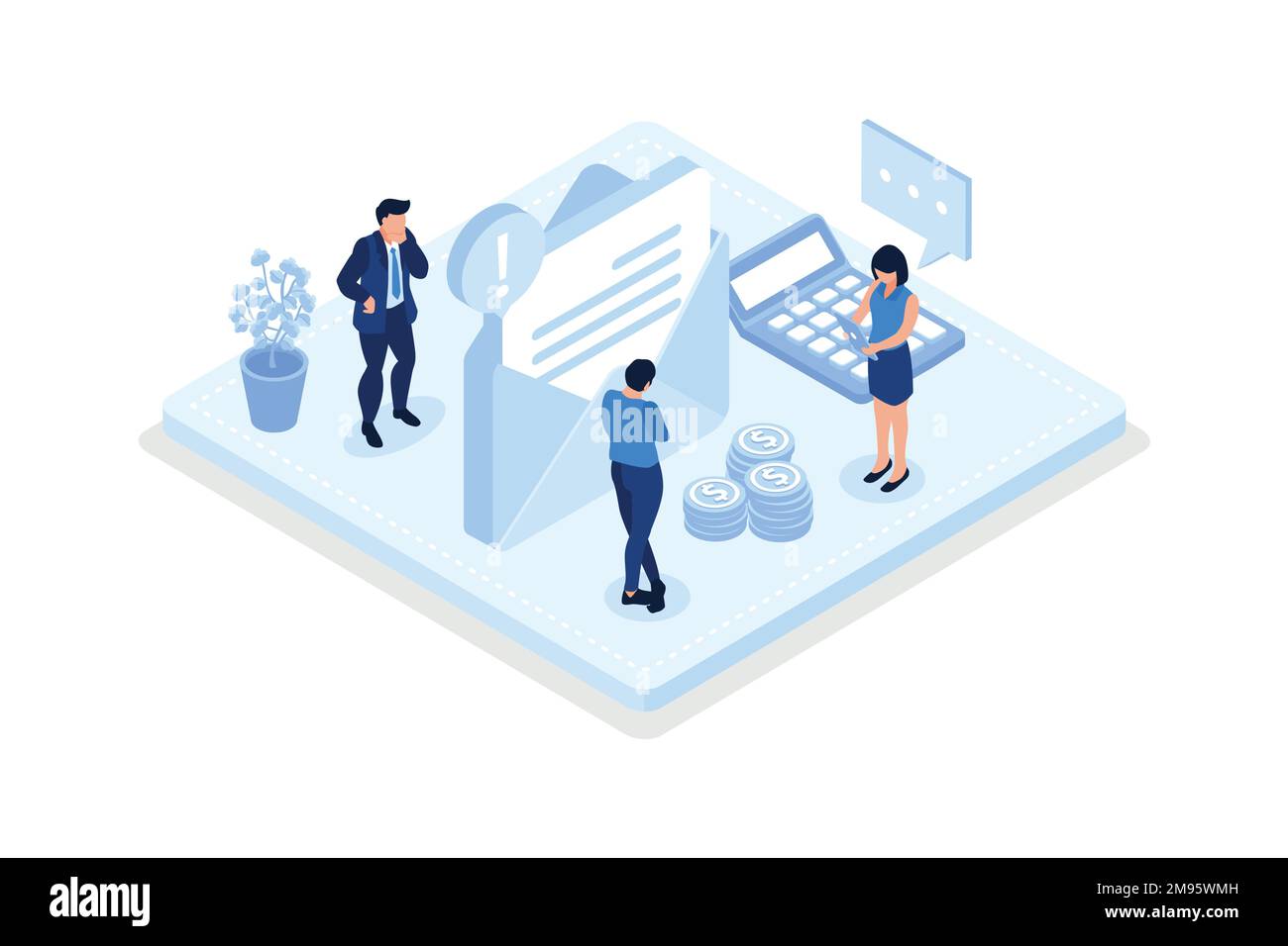 Characters having financial problems, debts and loans. People holding ...