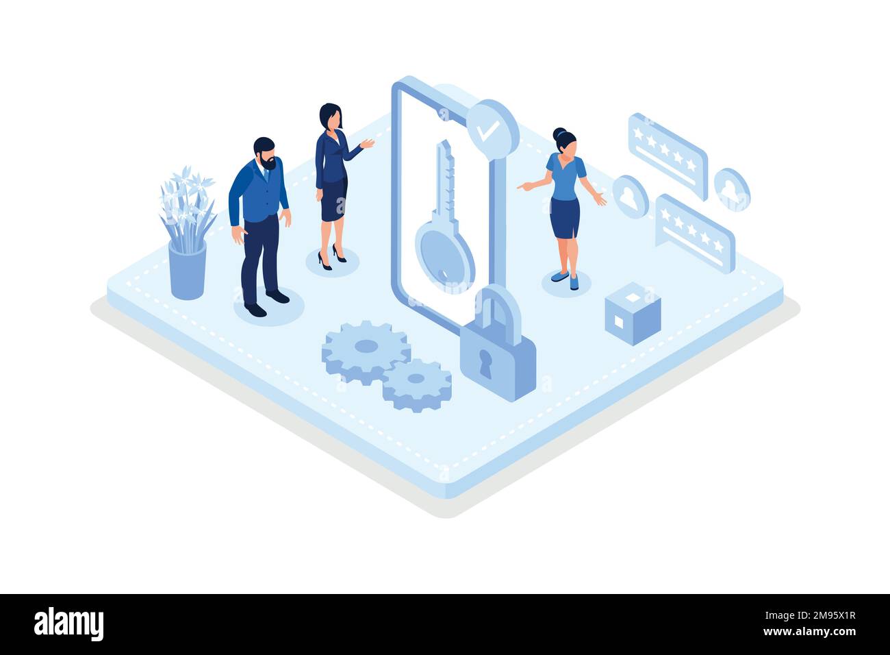 Characters safety paying with credit card online on contactless on terminal. Electronic money ...