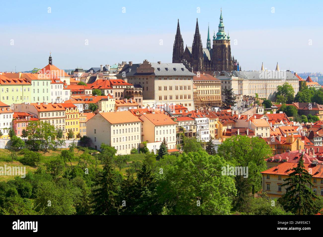Prague medieval old town towers and domes, Czech Republic Stock Photo ...