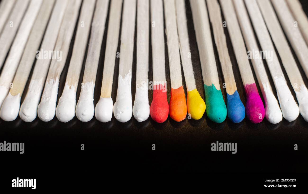 The concept of diversity and inclusiveness. Multicolored matches Stock ...