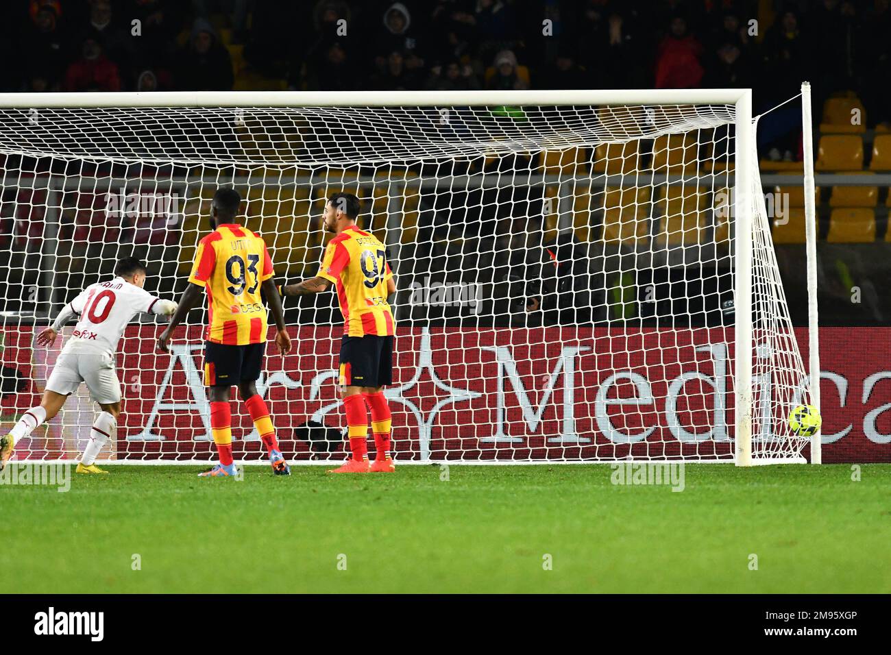 Rafael Leao, striker of Milan, scores for 2-1 during the Italian ...