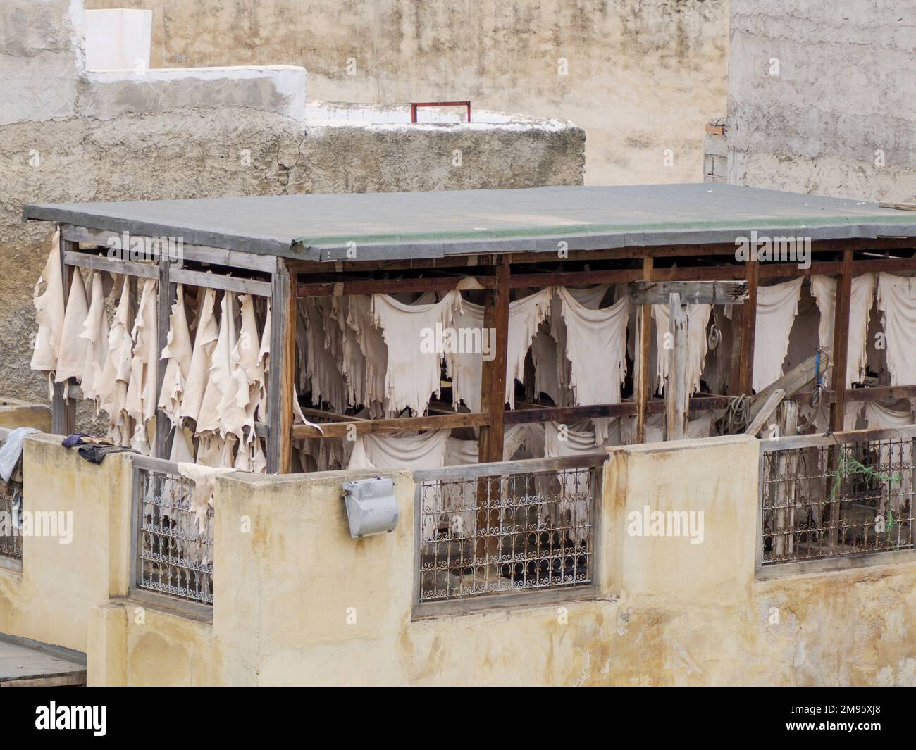 Fes, Morocco, Tannery aerial view Africa Old tanks of the Fez's ...