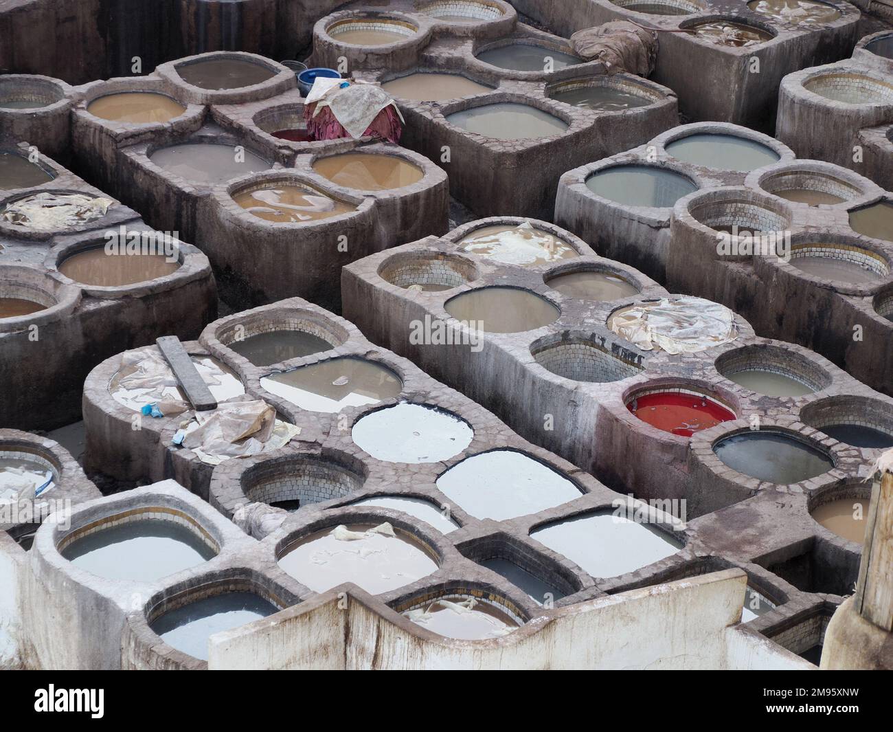 Fes, Morocco, Tannery aerial view Africa Old tanks of the Fez's ...