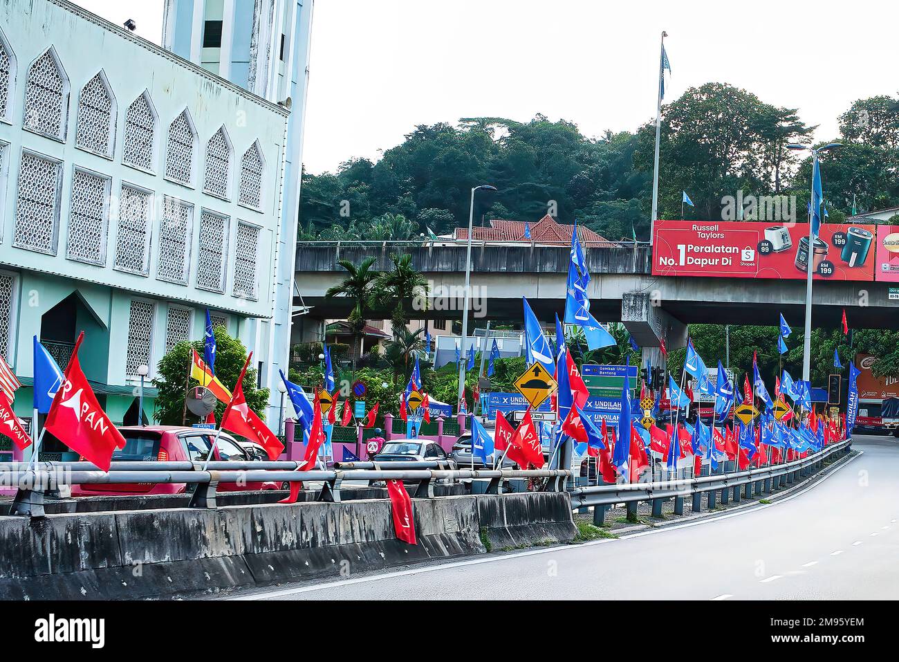 The flags of political parties participating in the 15th General ...