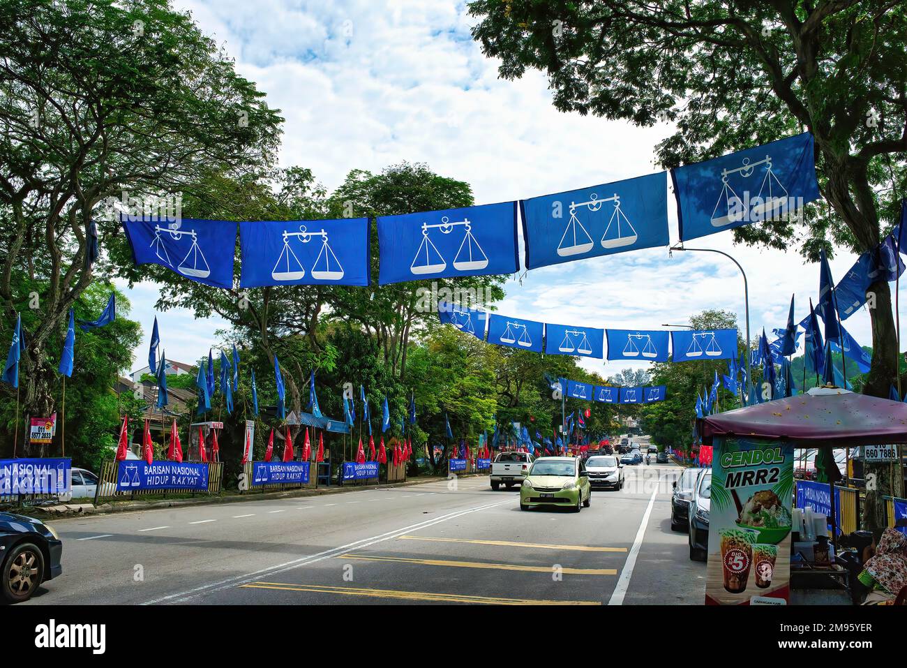 The flags of political parties participating in the 15th General ...