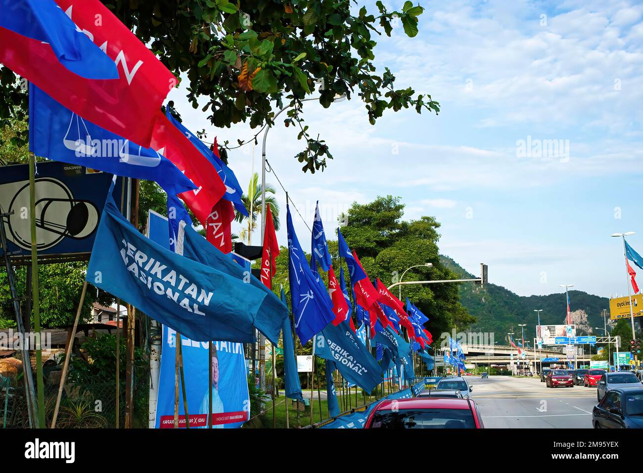 The flags of political parties participating in the 15th General ...