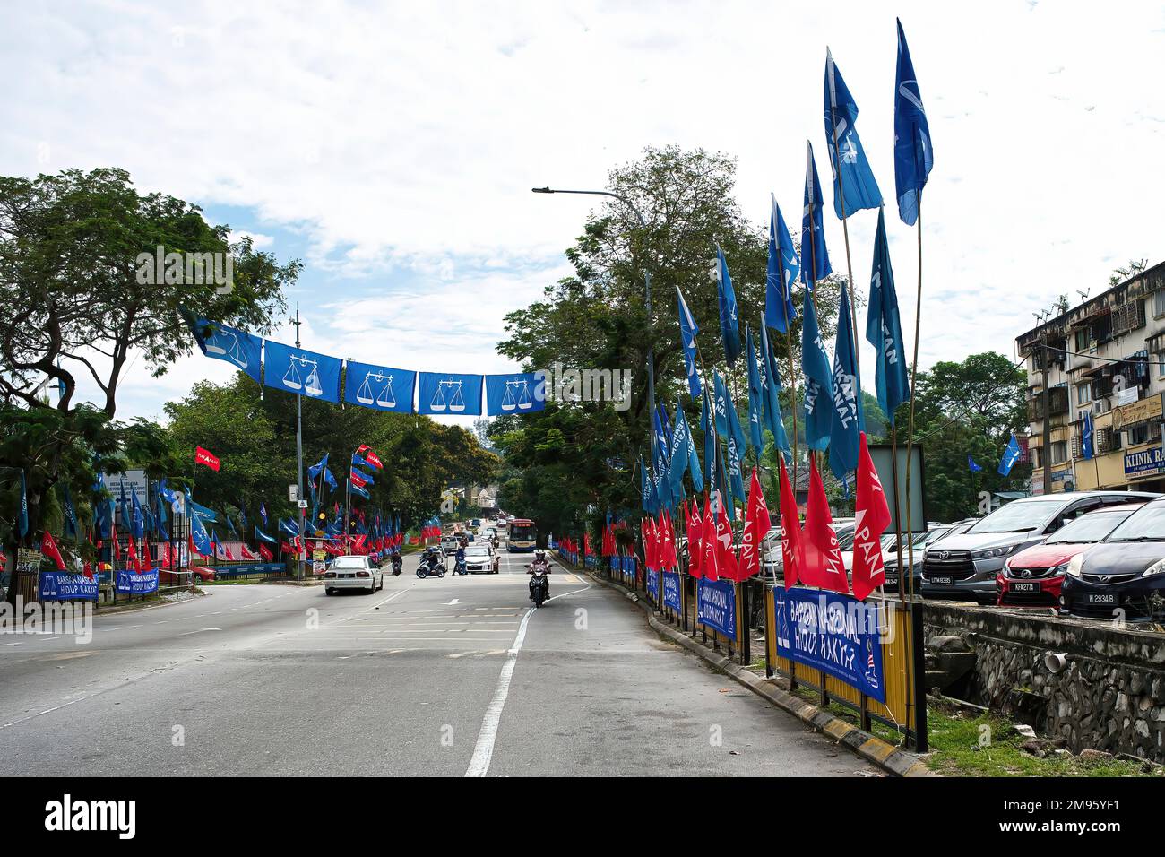The flags of political parties participating in the 15th General ...