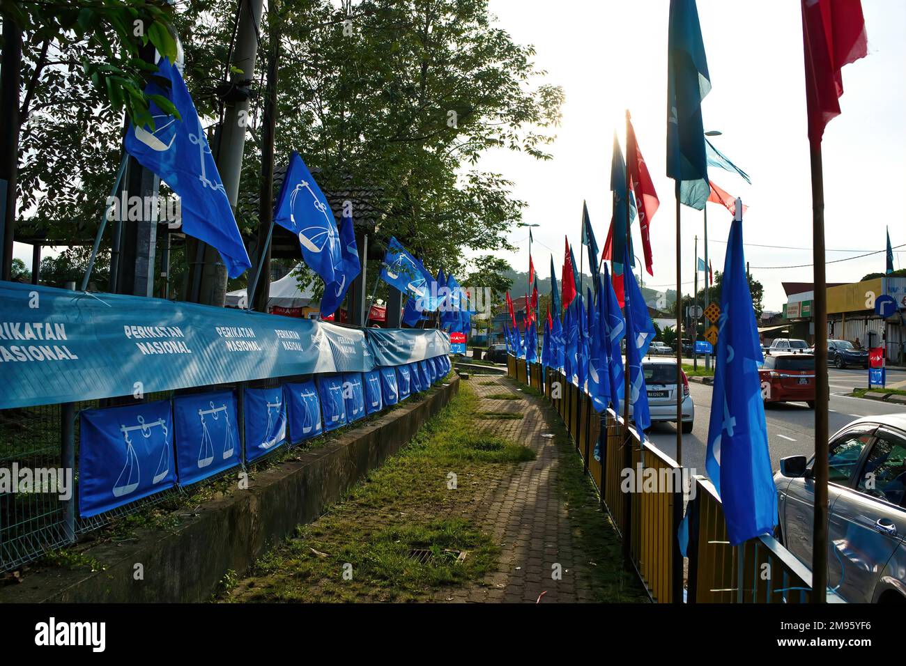 The flags of political parties participating in the 15th General ...