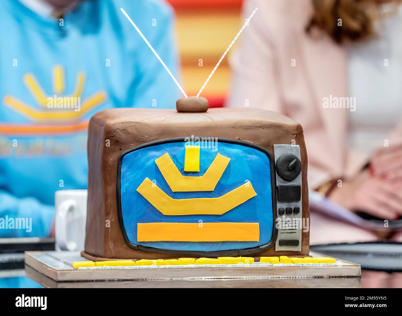 A commemorative cake as BBC Breakfast celebrate its 40th anniversary ...