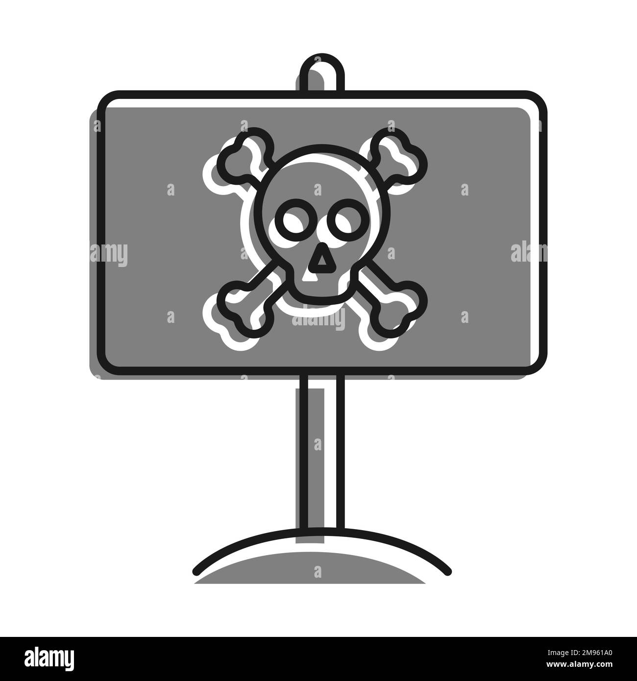 Linear icon, sign plate with skull and crossbones. Hazard symbol ...