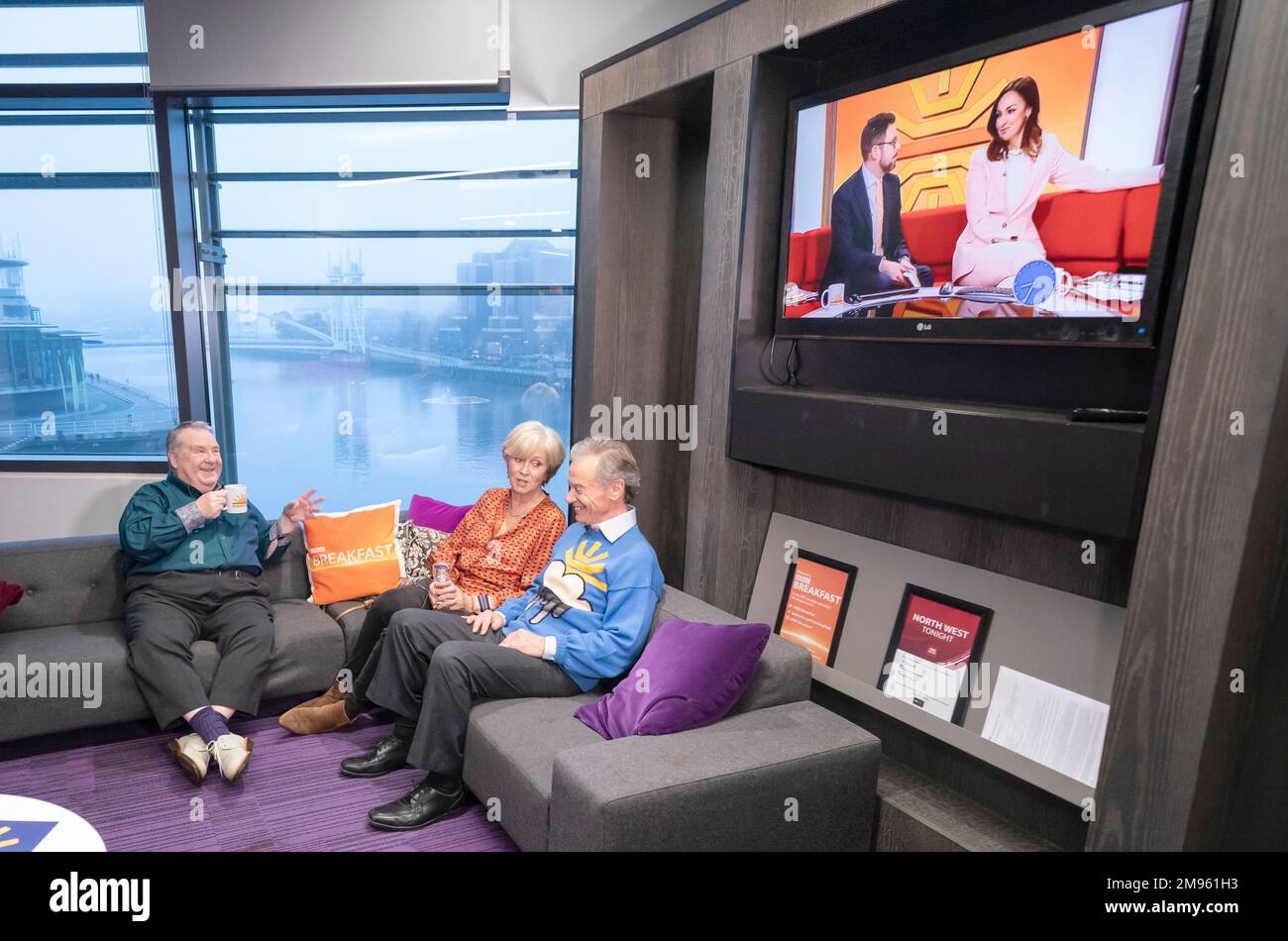 (left to right) Astrologer Russell Grant, former presenter Debbie Rix ...