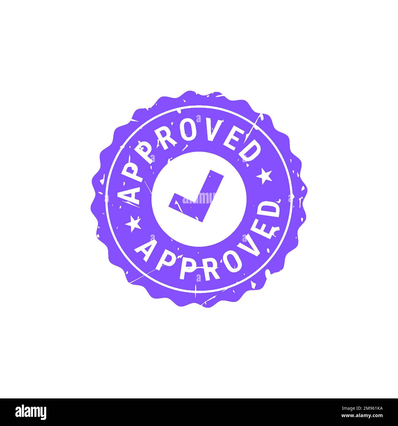 Approved blue grunge circle rubber seal stamp. Flat vector illustration ...