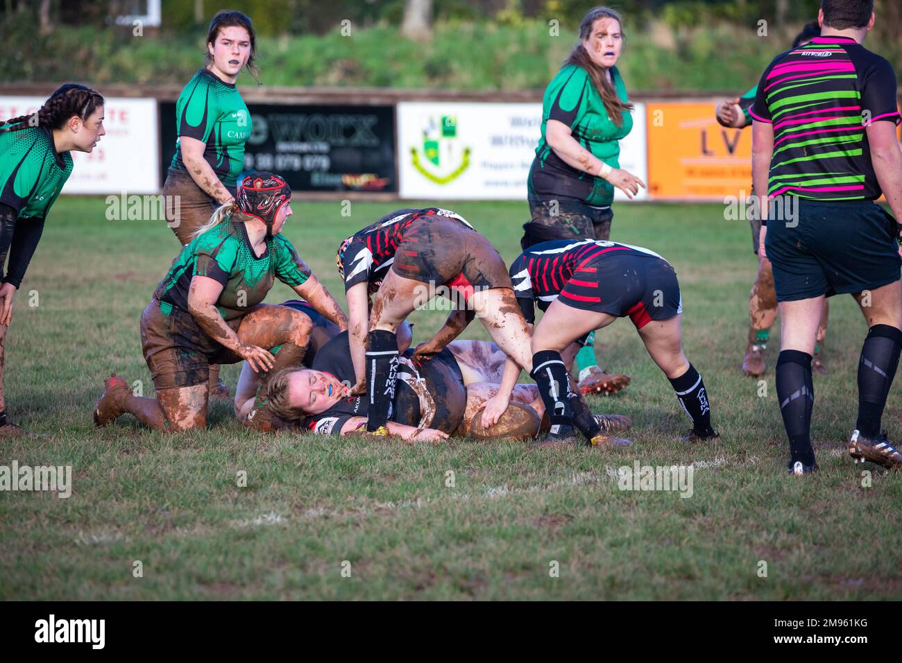 Camborne RFC playing Withycombe RFC on a very muddy pitch in January ...