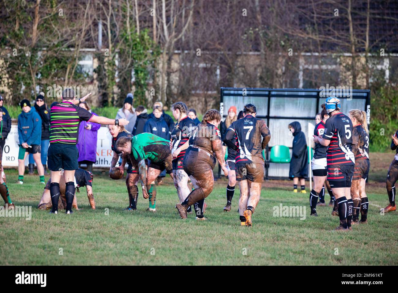 Camborne RFC playing Withycombe RFC on a very muddy pitch in January ...