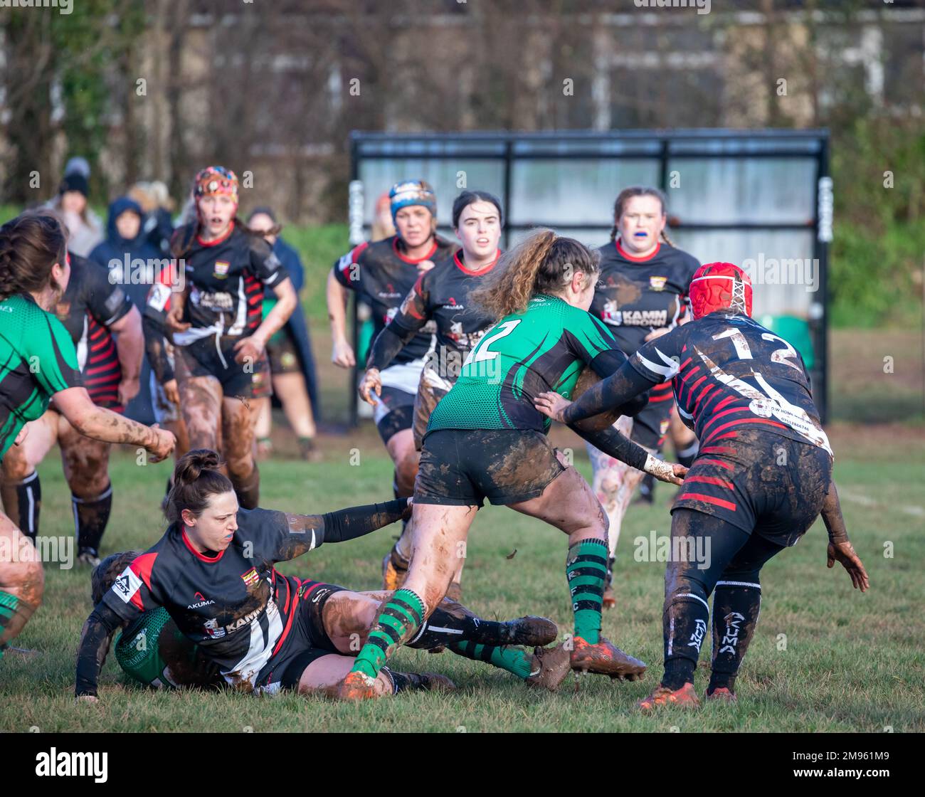 Camborne RFC playing Withycombe RFC on a very muddy pitch in January ...