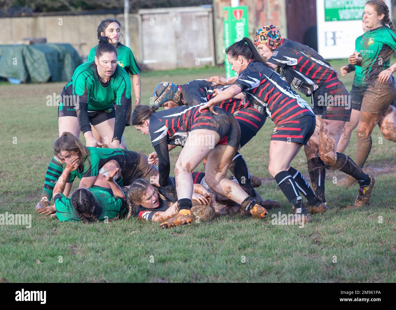 Camborne RFC playing Withycombe RFC on a very muddy pitch in January ...