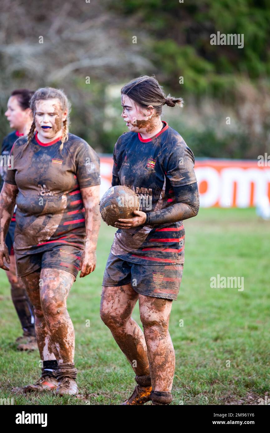 Camborne RFC playing Withycombe RFC on a very muddy pitch in January ...