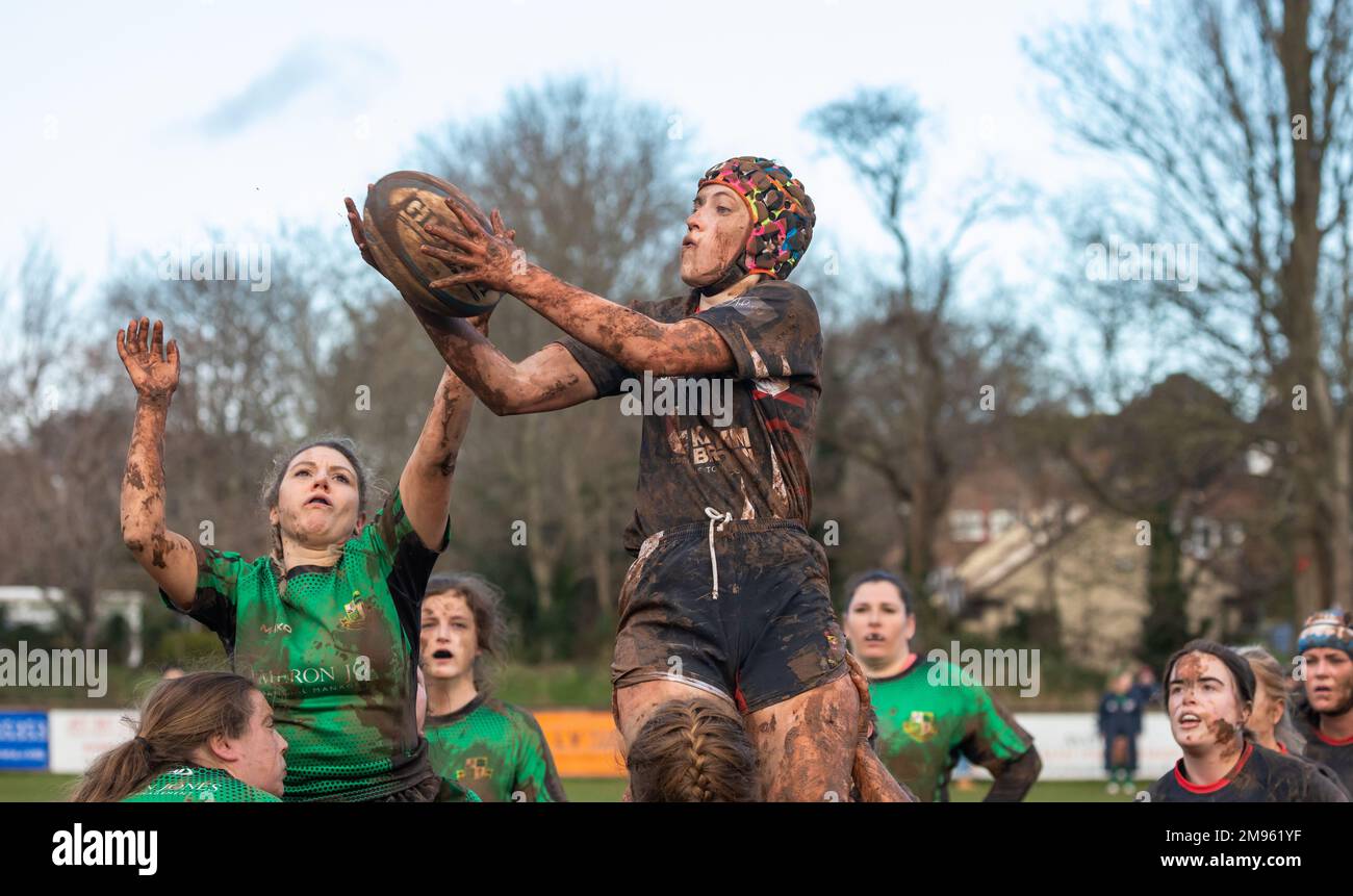 Camborne RFC playing Withycombe RFC on a very muddy pitch in January ...