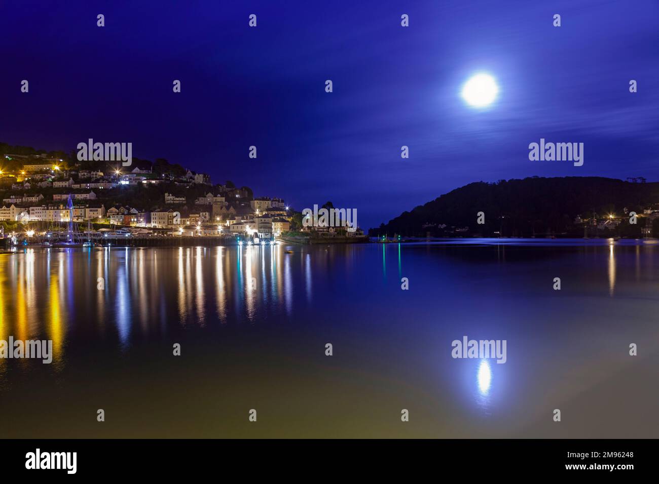 UK, England, Devon, Dartmouth Harbour with Kingswear Riverfront and ...