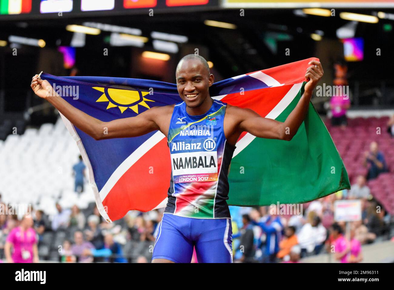 Johannes Nambala, silver medallist T13 200m race at the 2017 World Para ...