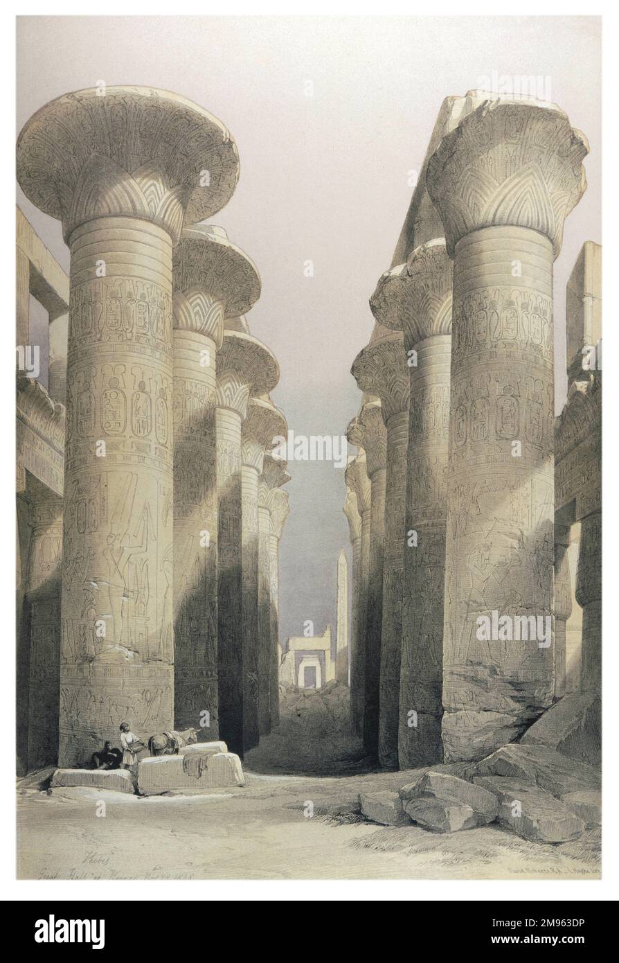 The columned hall at the temple complex of Karnak, Thebes Stock Photo ...