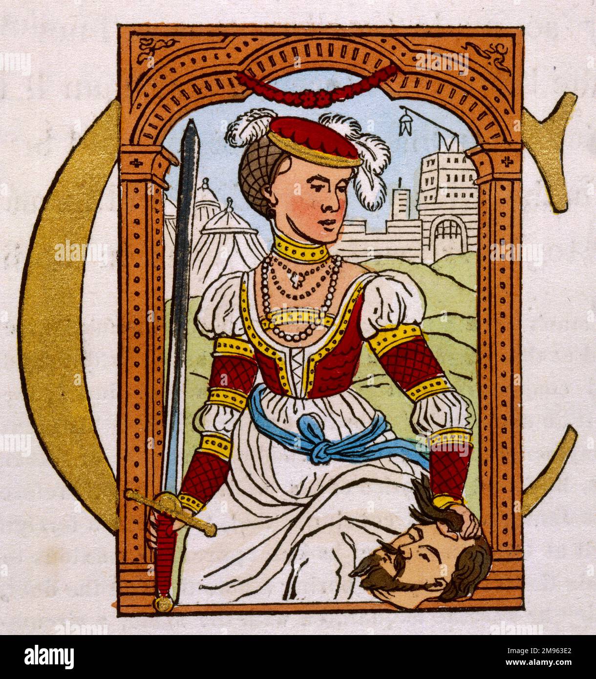 Warrior woman with severed head of male enemy Stock Photo - Alamy