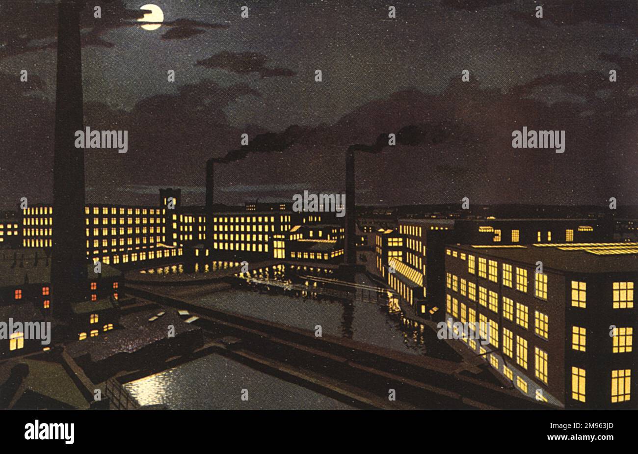 John Haslam Cotton Spinning Co., Manchester - view at night with the ...