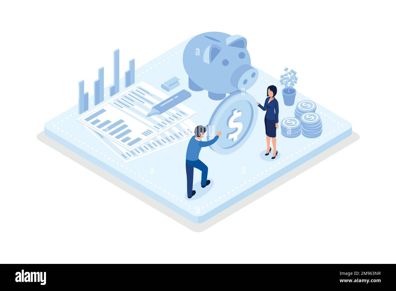 Character getting tax return. Taxation concept, isometric vector modern ...