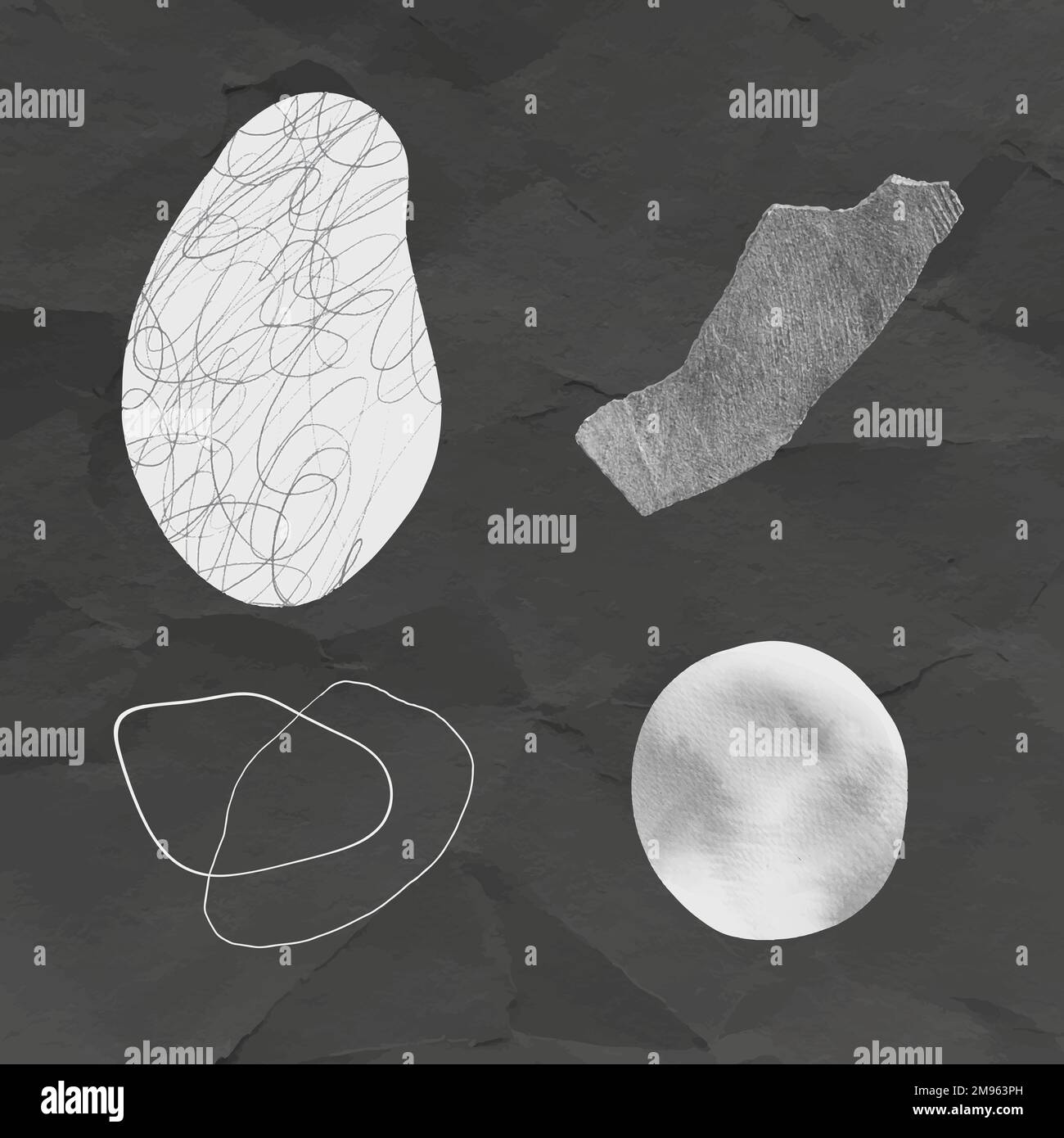 Scribble strokes and gray stone textures design element collection ...