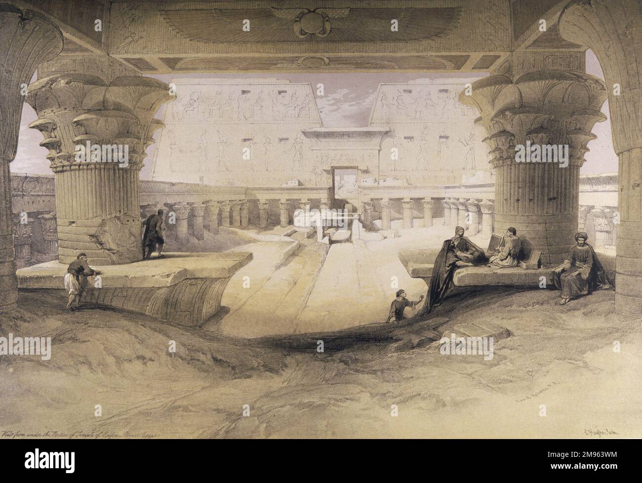 A view toward the massive entrance pylon at the Ptolemaic Temple of ...