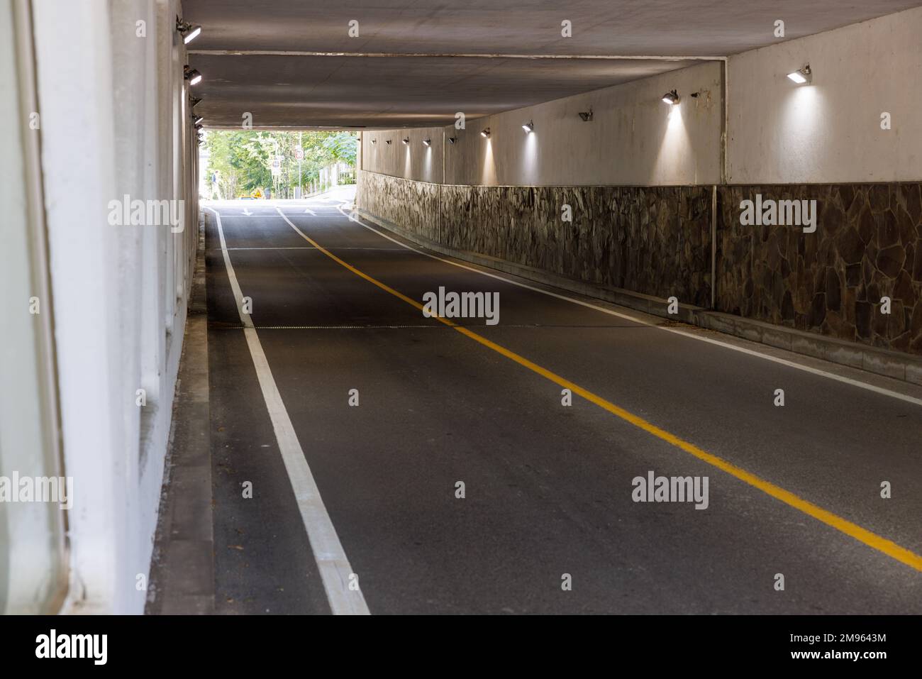 A long tunnel road leading to a bright opening to the Han River Stock ...