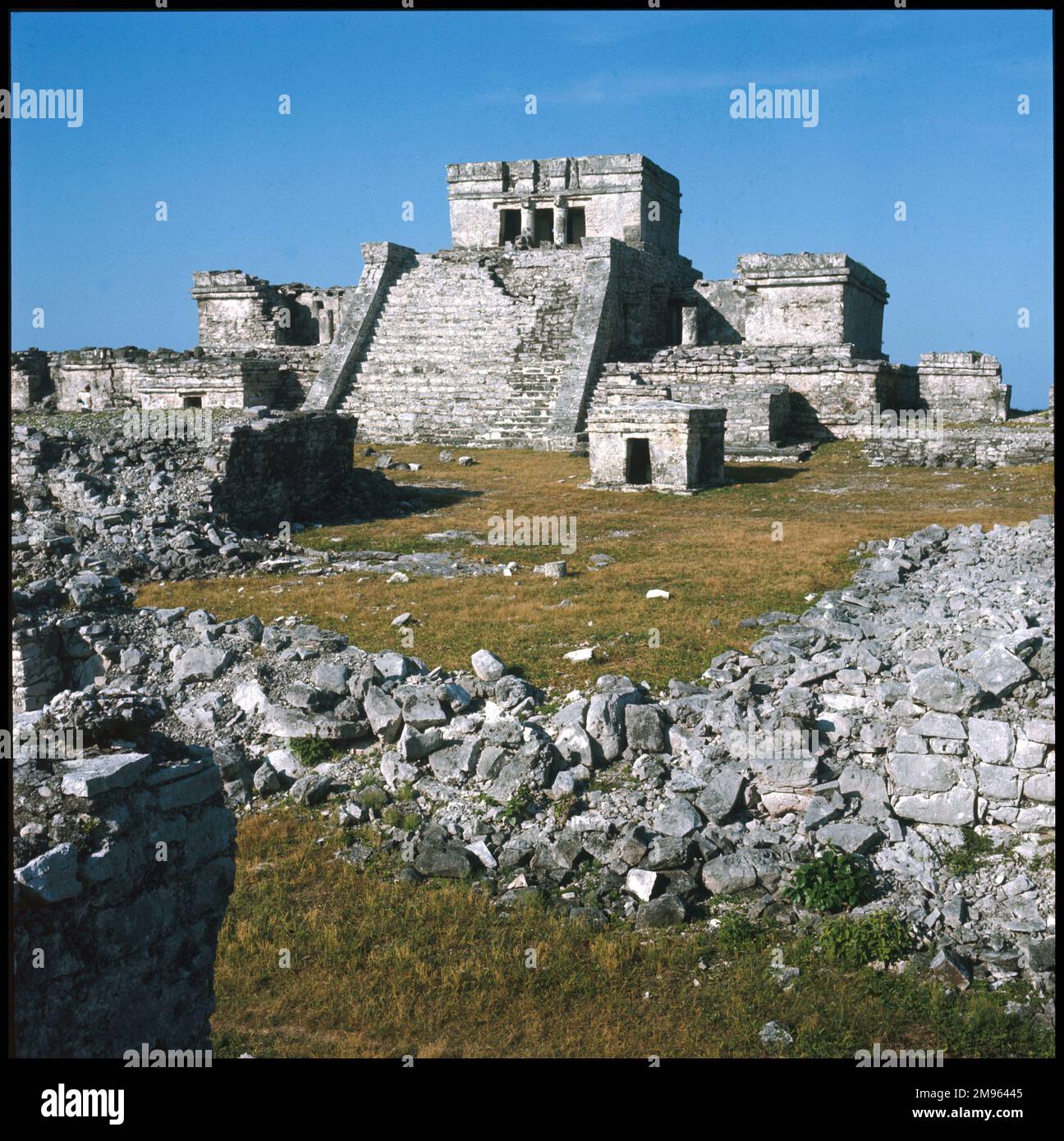Quintana Roo, Tulum. View of the Mayan temple called El Castillo on the ...