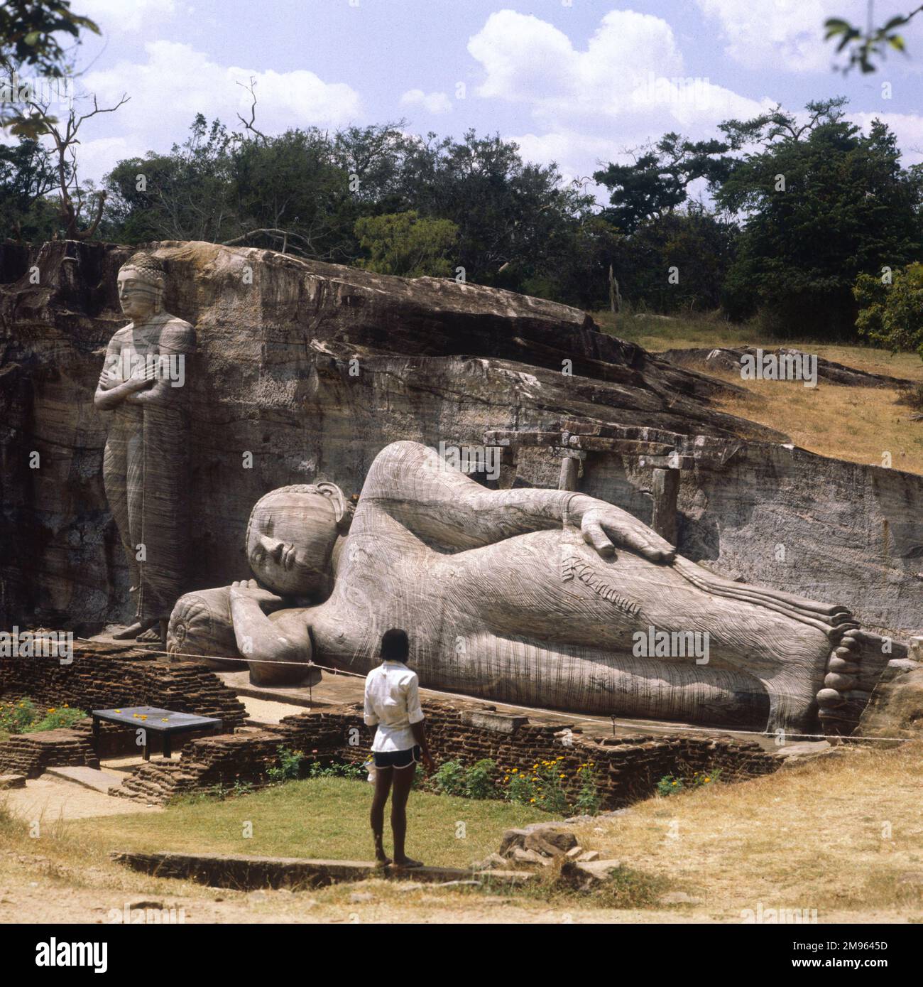 GAL VIHARA near POLONNARUWA, in Sri Lanka. A sculpture of Buddha ...