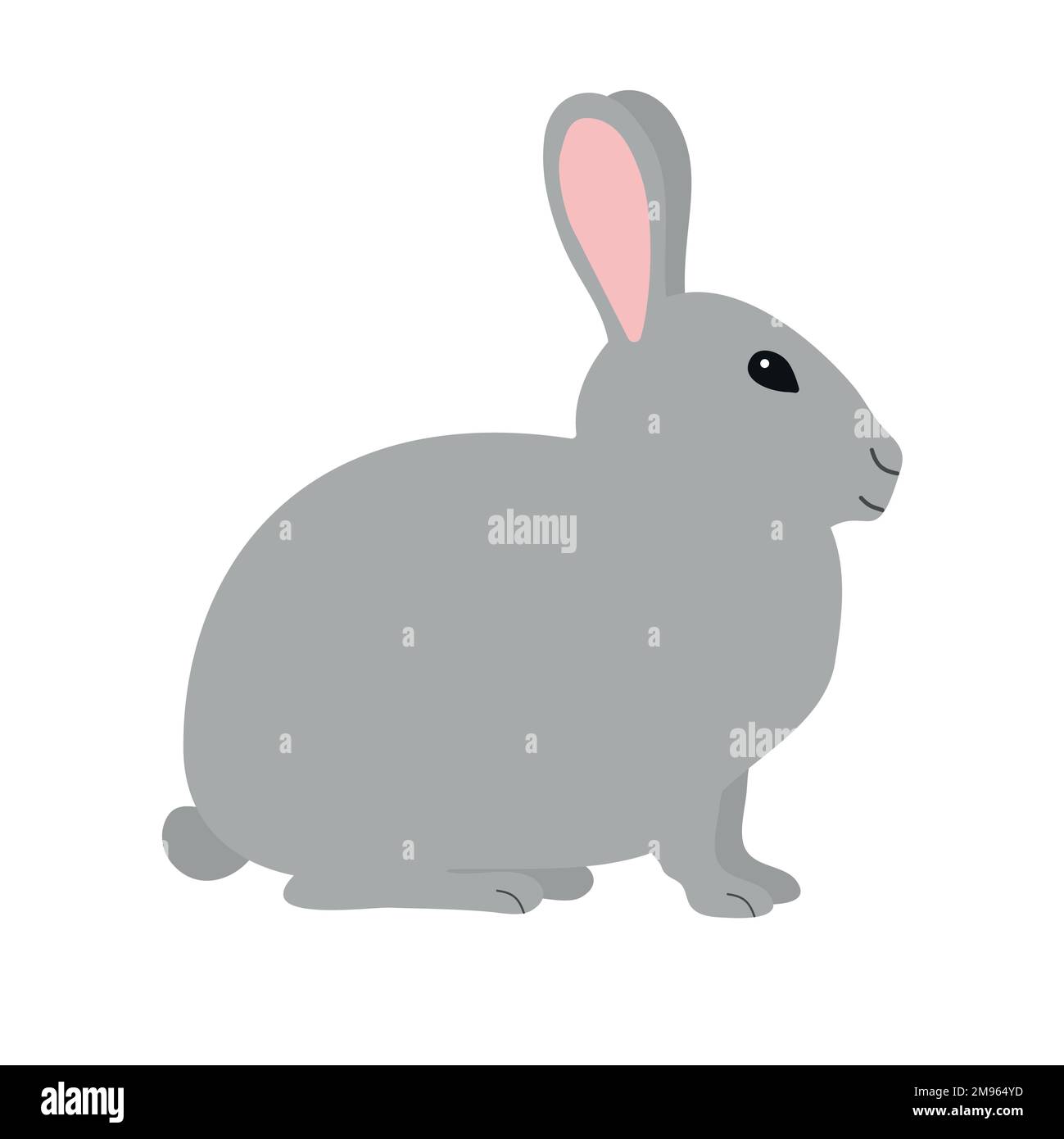 Vector hand drawn flat bunny rabbit isolated on white background Stock ...