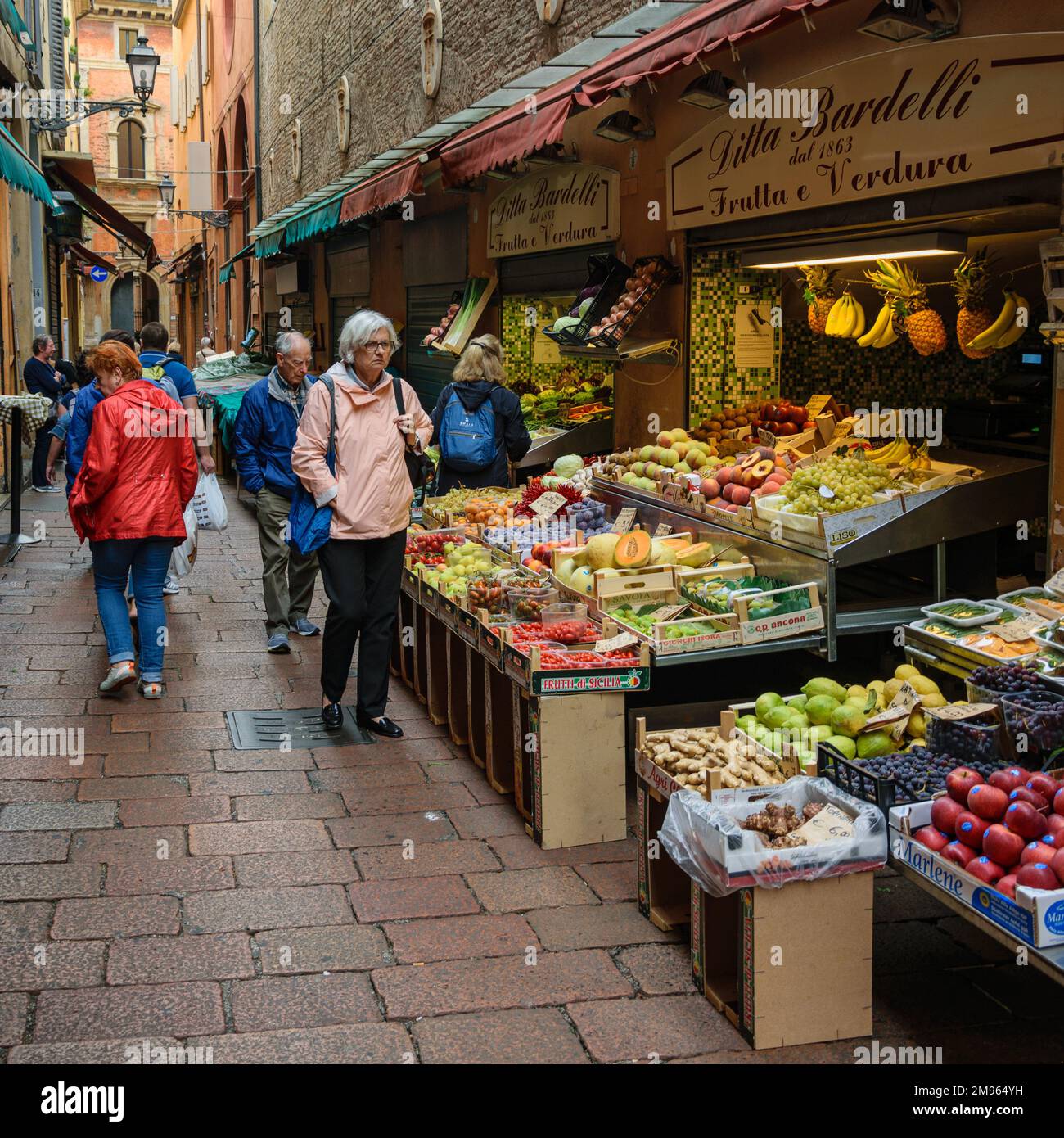 Fruit and vegetable stalls in the streets of Bologna, Italy Stock Photo ...