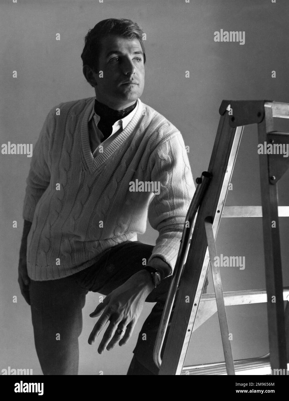 A man poses with a ladder Stock Photo - Alamy