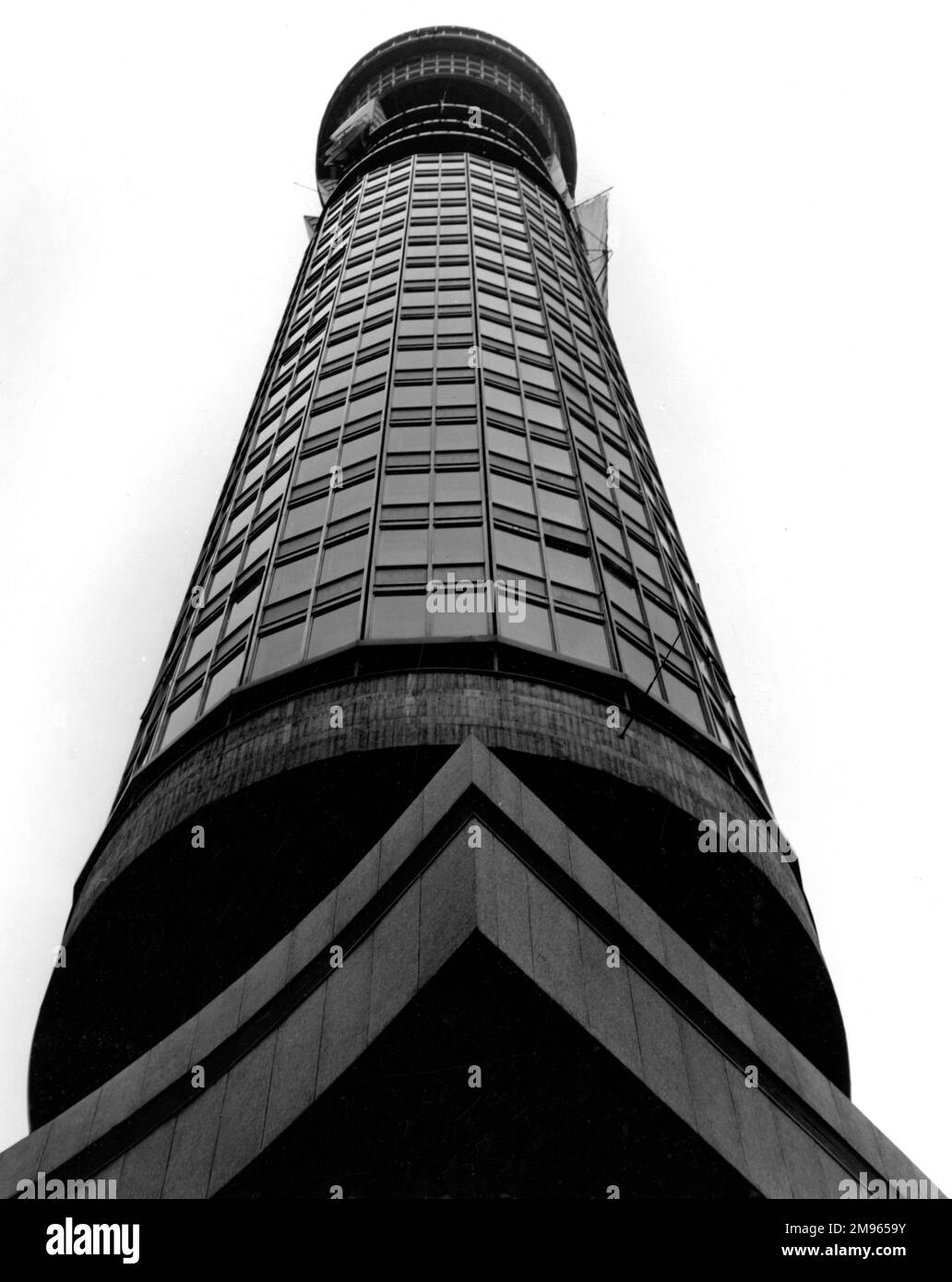 A view looking up at the BT Tower in London Stock Photo - Alamy