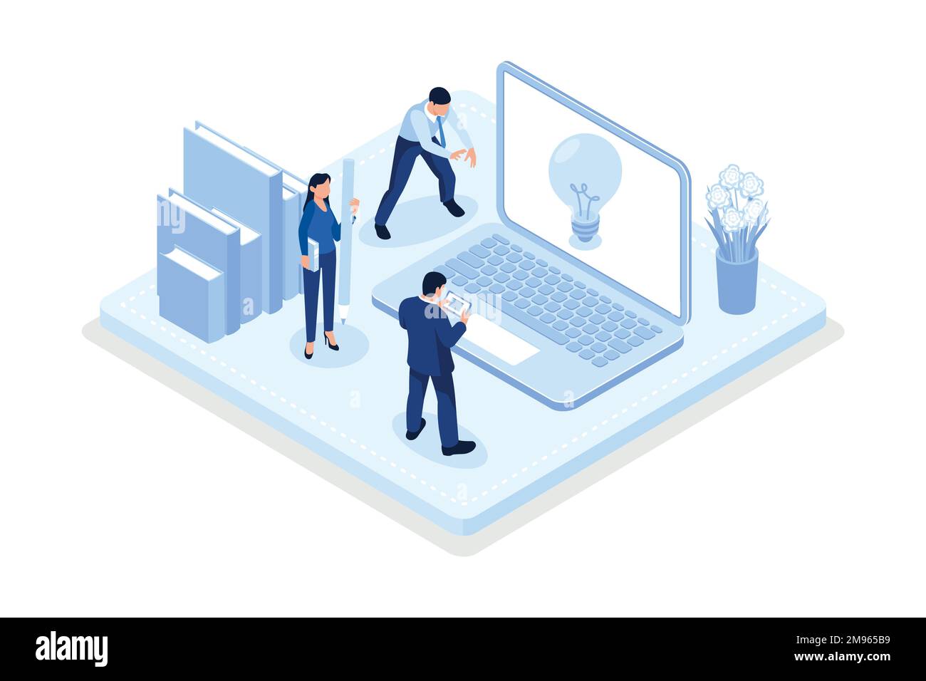 Characters educating online with laptop, smartphone and improving their ...