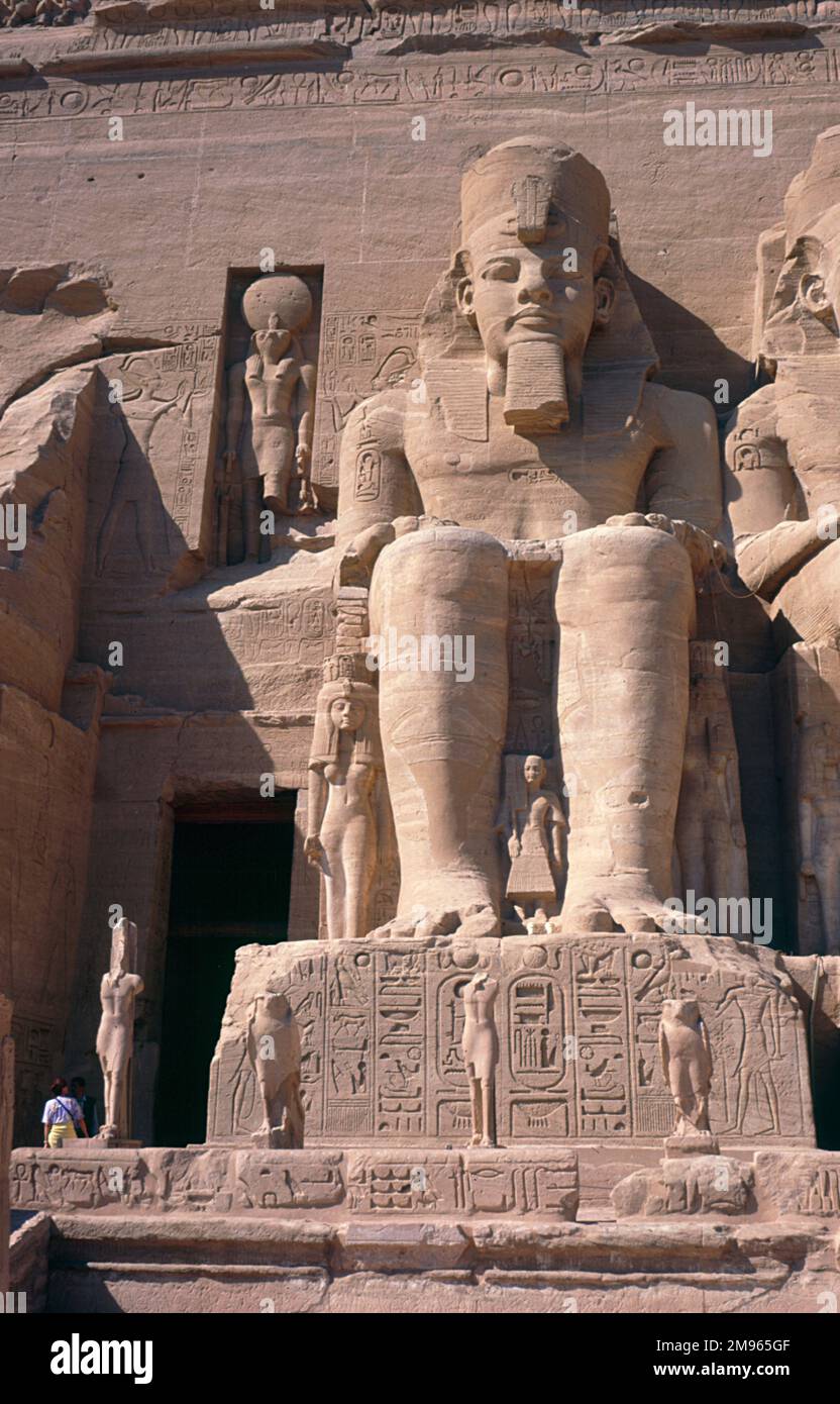 A close-up of one of the four seated statues of RAMESES II ('The Great ...