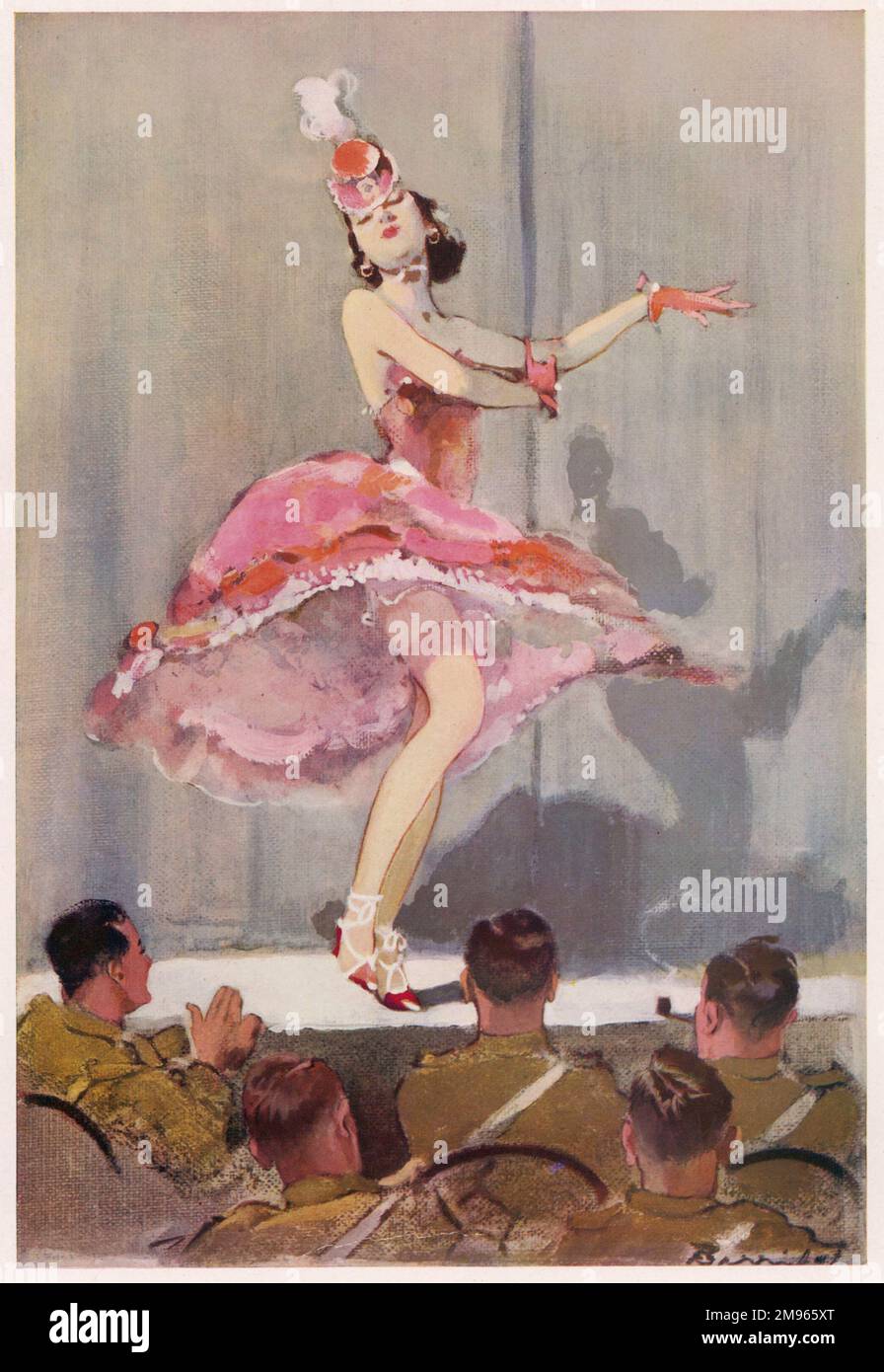 Stage performer entertaining the troops during World War II Stock Photo ...