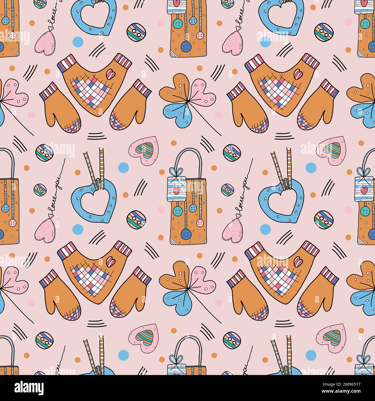 Seamless pattern with design elements for the Valentine s Day holiday ...