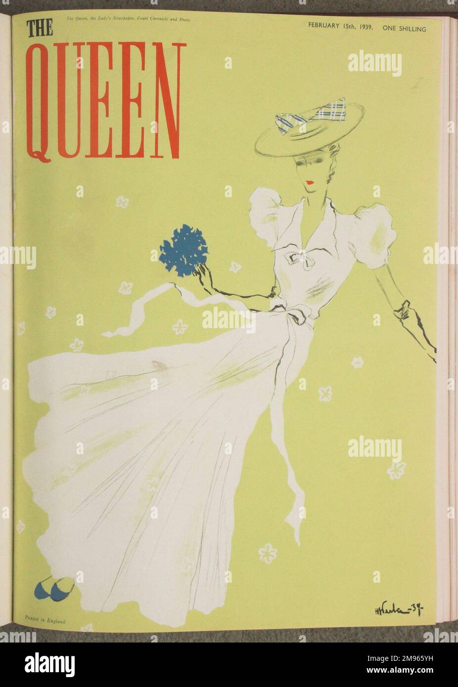 Front cover illustration for The Queen magazine showing a woman in a ...
