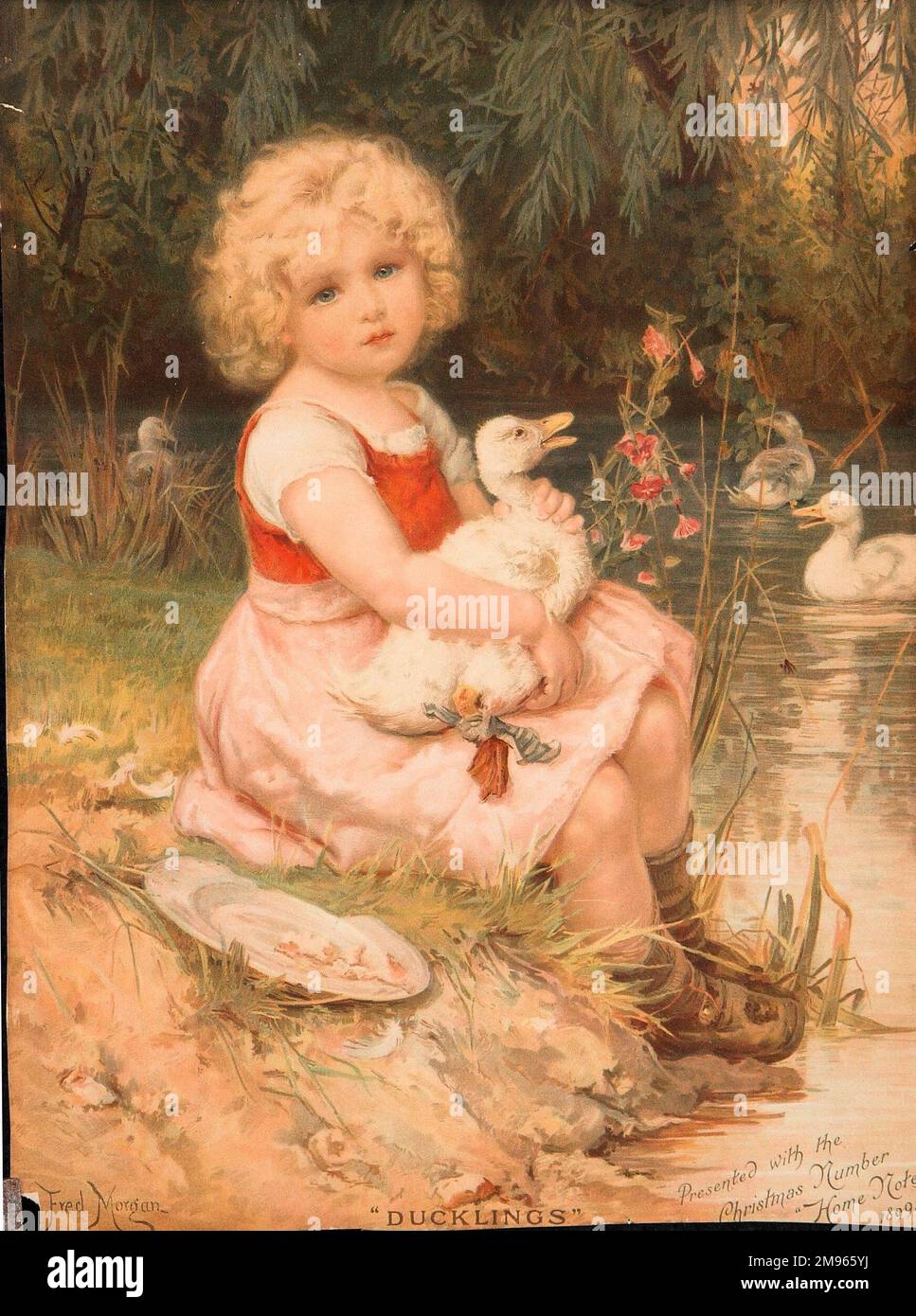 Painting by Fred Morgan (1847-1927) showing a blonde little girl ...