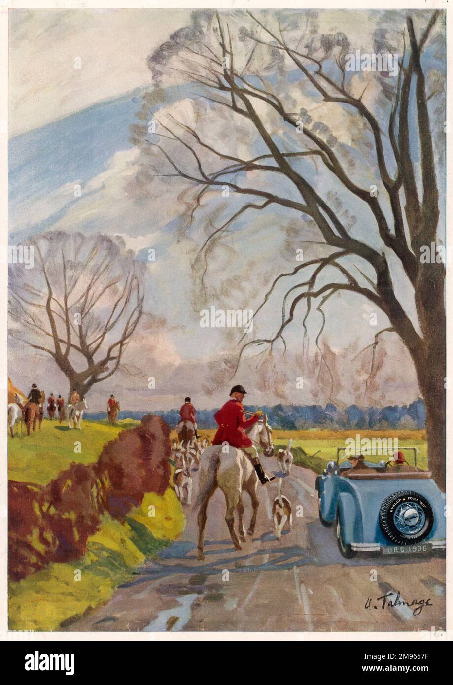 A painting by Algernon Talmage (1871-1939) for a Dunlop tyres ...