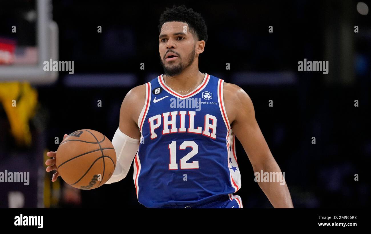 Philadelphia 76ers forward Tobias Harris (12) controls the ball during ...