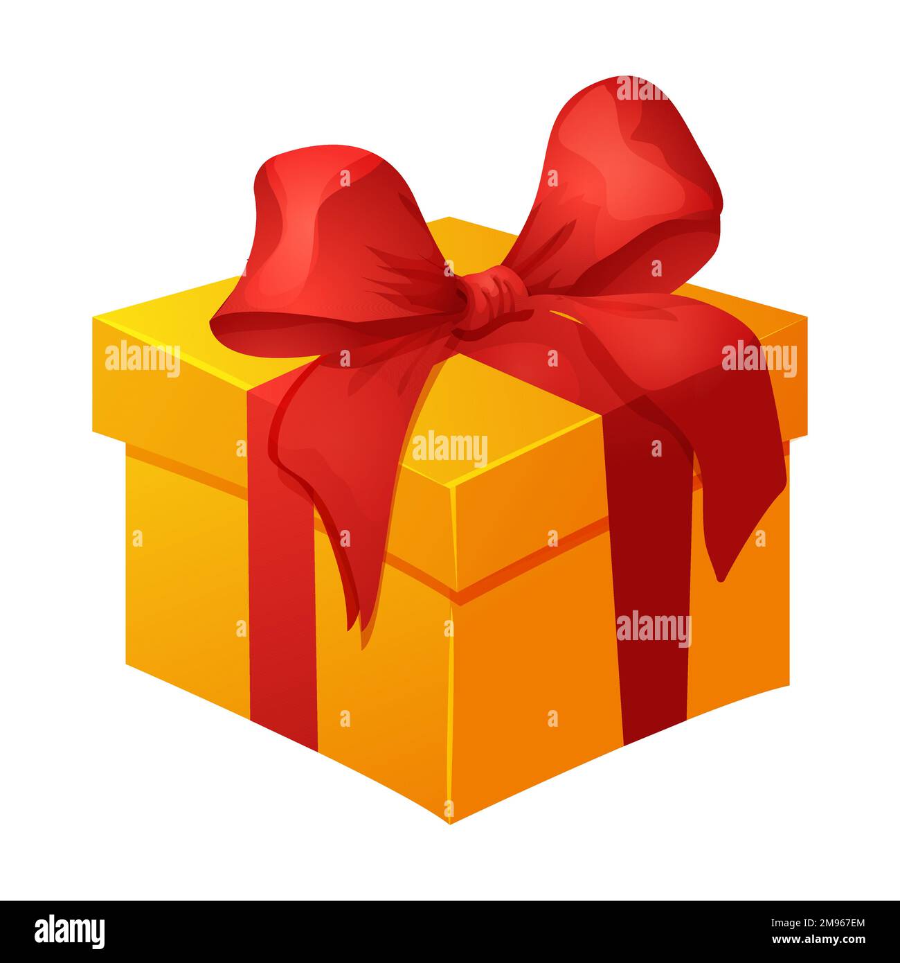 Present box with red bow, ribbon cute gift with wrapped paper, surprise ...