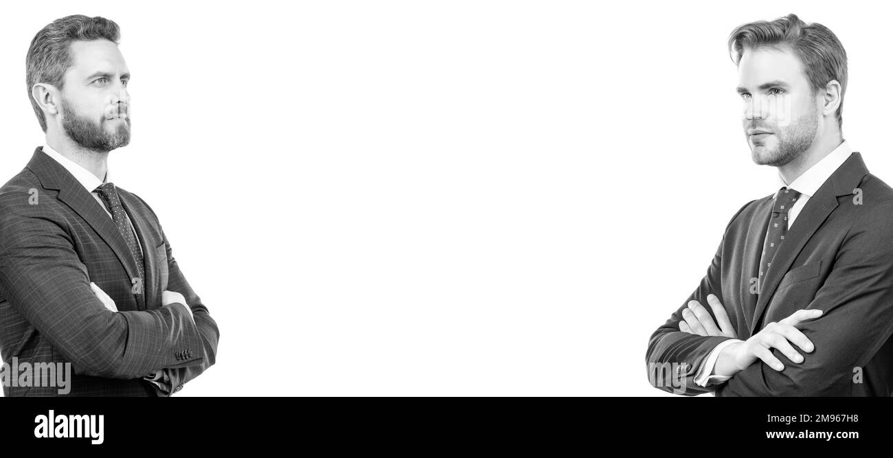 Man face portrait, banner with copy space. boss and employee. confident ...