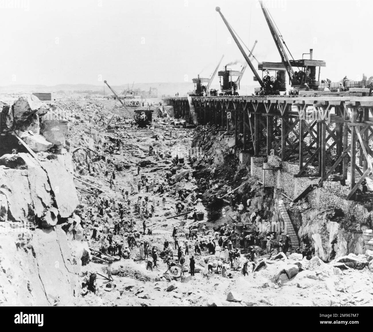 Excavation at the Western Channel of the Aswan Dam on the River Nile in ...
