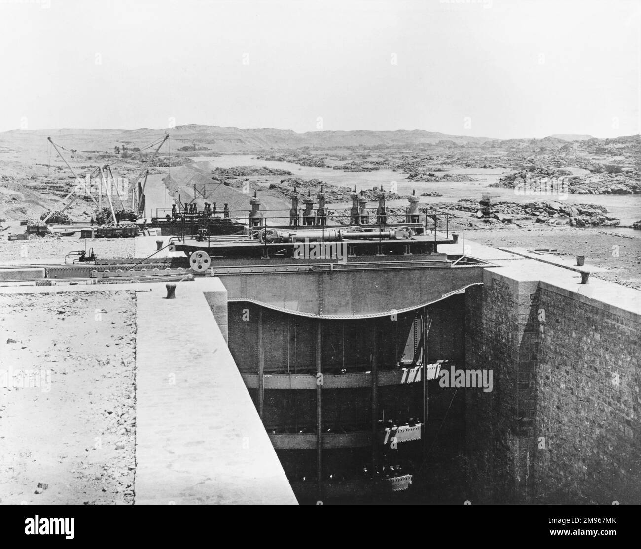 Lock gates on the newly-constructed Aswan Dam on the River Nile in ...