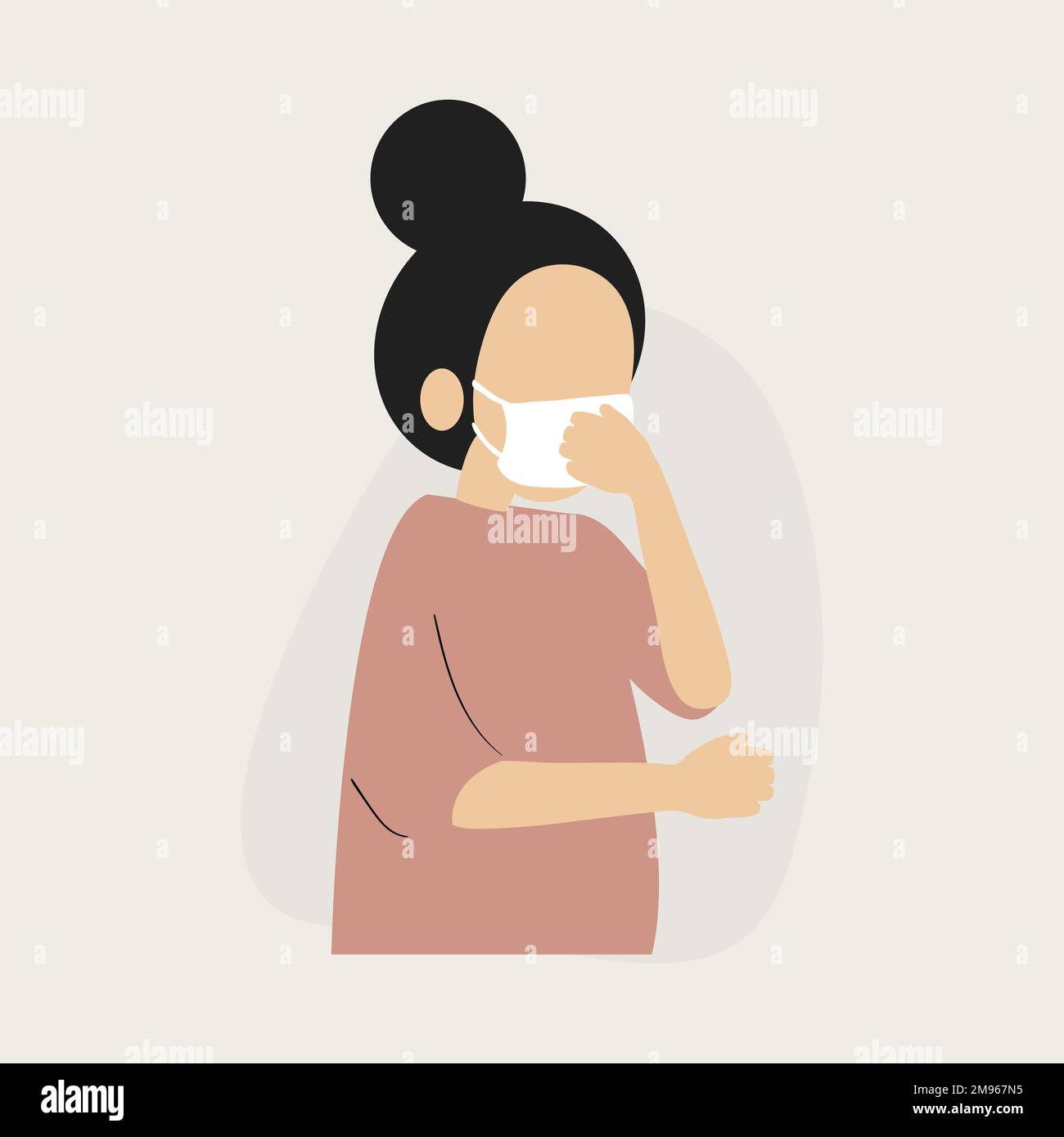 Woman wearing face mask coughing vector Stock Vector Image & Art - Alamy